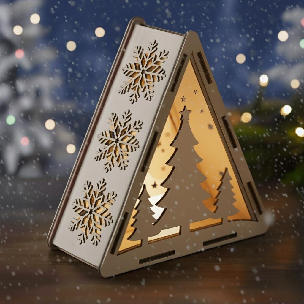 07 Christmas Pyramid Candle Holders - Tealight Laser Cut Lamp Designs ...