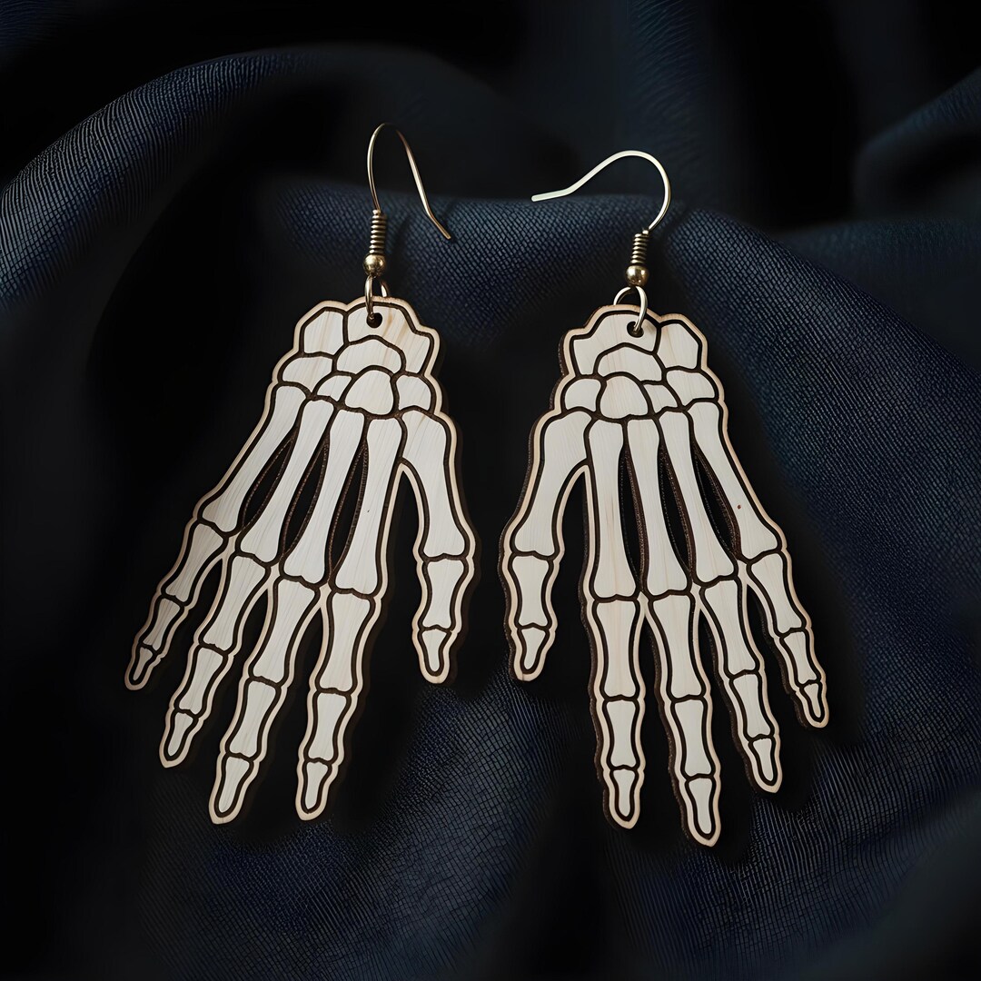 Halloween Skeleton Hand Earring SVG Laser Cut File Digital Download ...