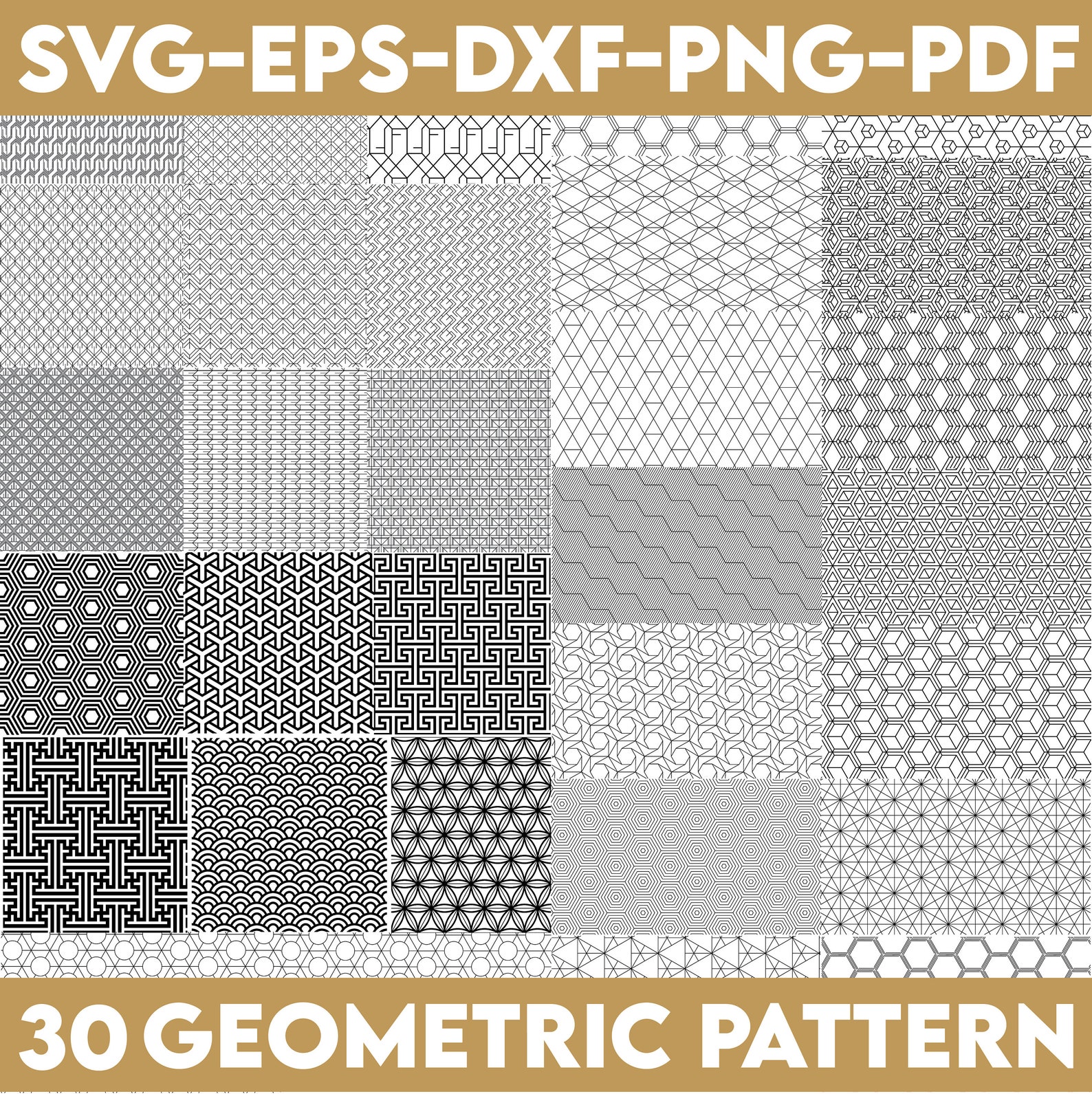 30 Seamless Patterns Svg, Geometric Svg, Geometric Clipart, Geometric ...