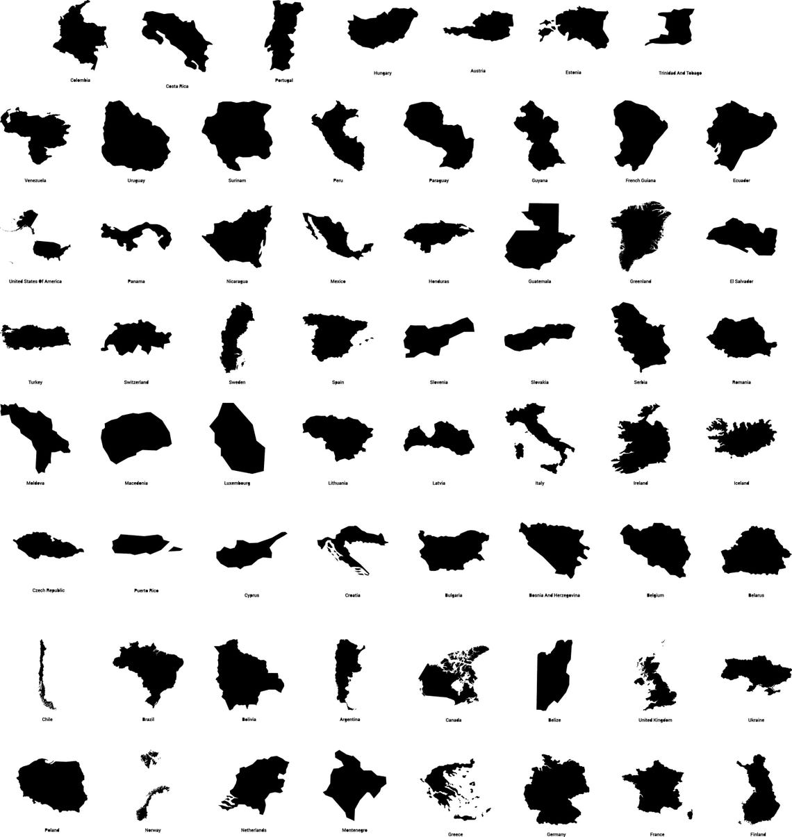 Länder SVG, PNG Bundle - Welt Länder svg, europäische Länder svg ...
