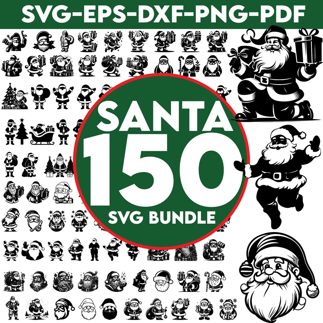 150 Santa SVG, Santa Face Svg, Vintage Santa Svg, Santa Claus Svg ...
