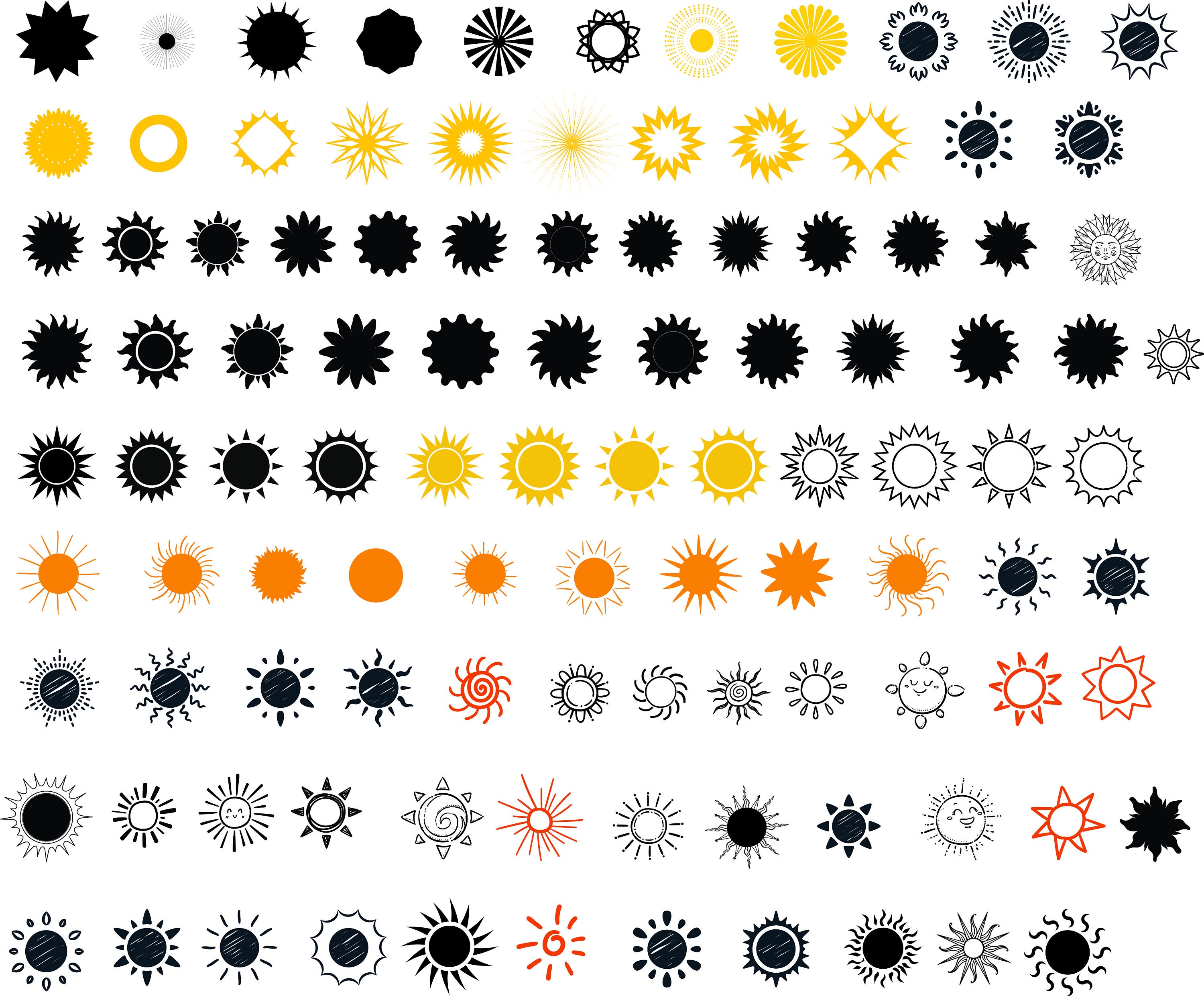 260 Sun Svg Files for Cricut,sun Svg Bundle, Sun Png Dxf Pdf, Summer ...