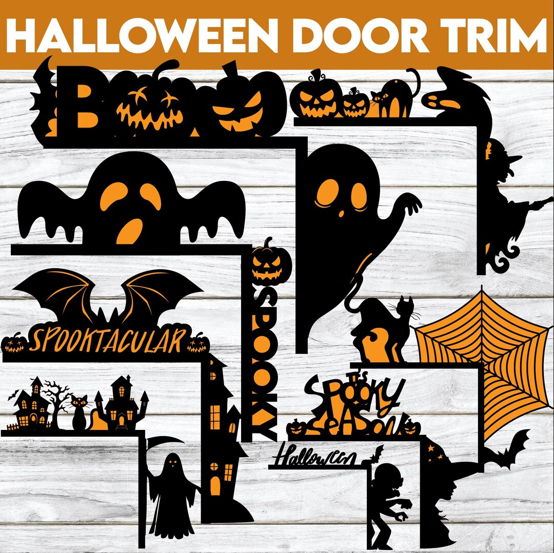 8 Halloween Door Corners Bundle, Spooky Trim Corner Laser Cut, Scary ...