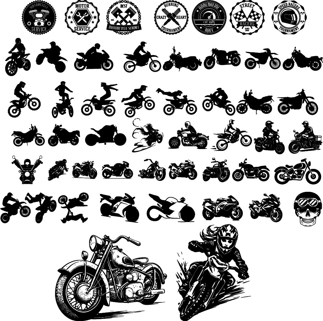 Paquete de 100 motocicletas SVG, Moto SVG, descargas digitales ...