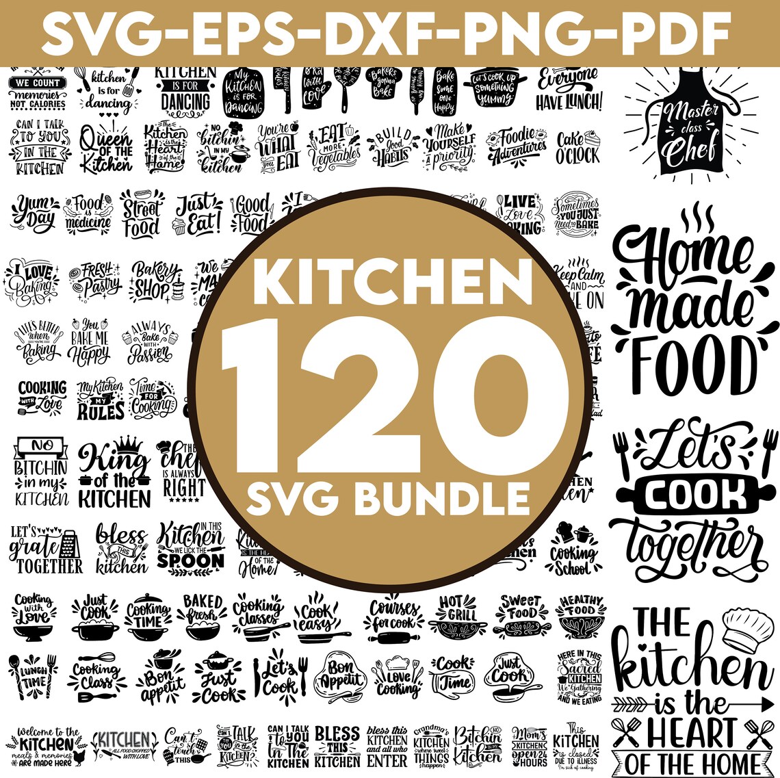 120 Kitchen Svg Kitchen Svg Bundle Kitchen Monogram Svg Baking Svg ...