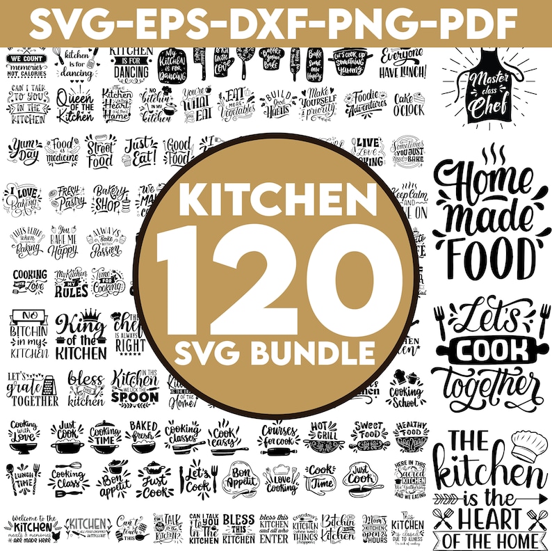 120 Kitchen Svg Kitchen Svg Bundle Kitchen Monogram Svg Baking Svg ...