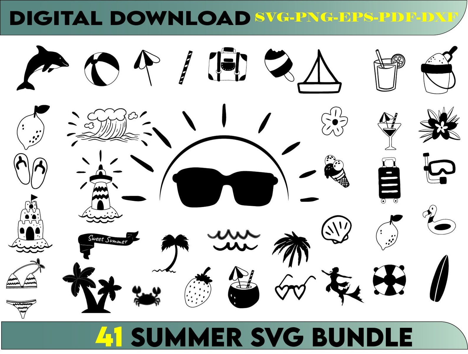 Summer Svg Bundle, Beach Svg Bundle, Summer Sunny Beach Svg, Beach ...