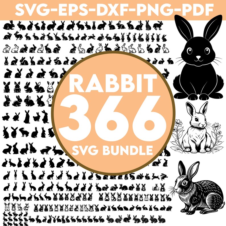 Rabbit SVG Bundle, Rabbit PNG, Rabbit Clipart, Rabbit SVG Cut Files for ...