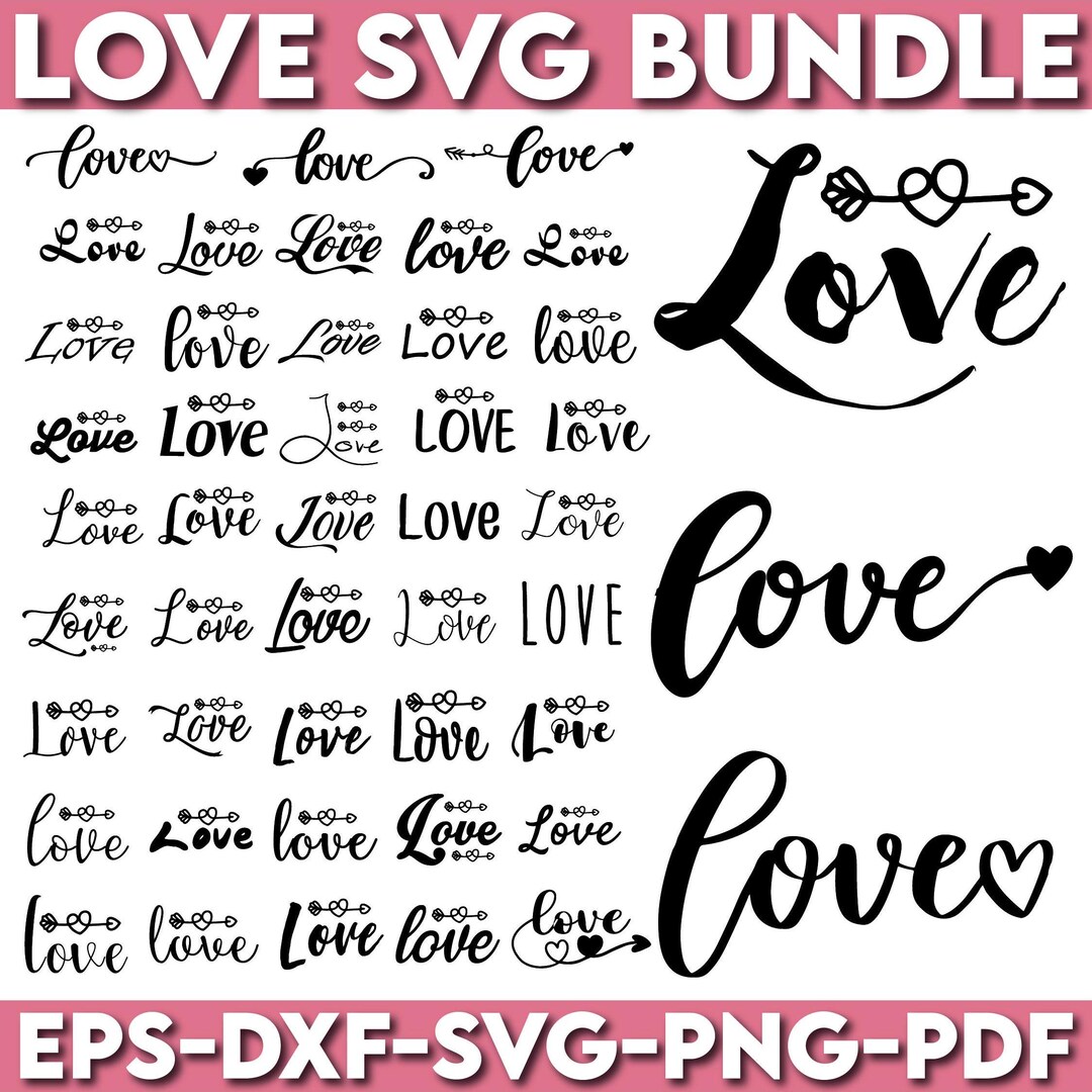 Love Svg Bundle, Love Word Svg, Love Clipart, Love Heart Svg, Heart Svg ...