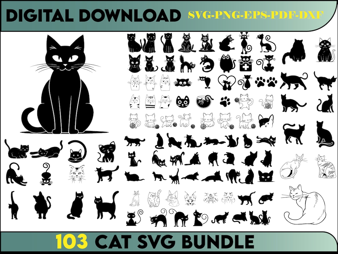Cat Svg Bundle , Cat Silhouette ,cat SVG , Cat Head Svg,cat Face SVG ...