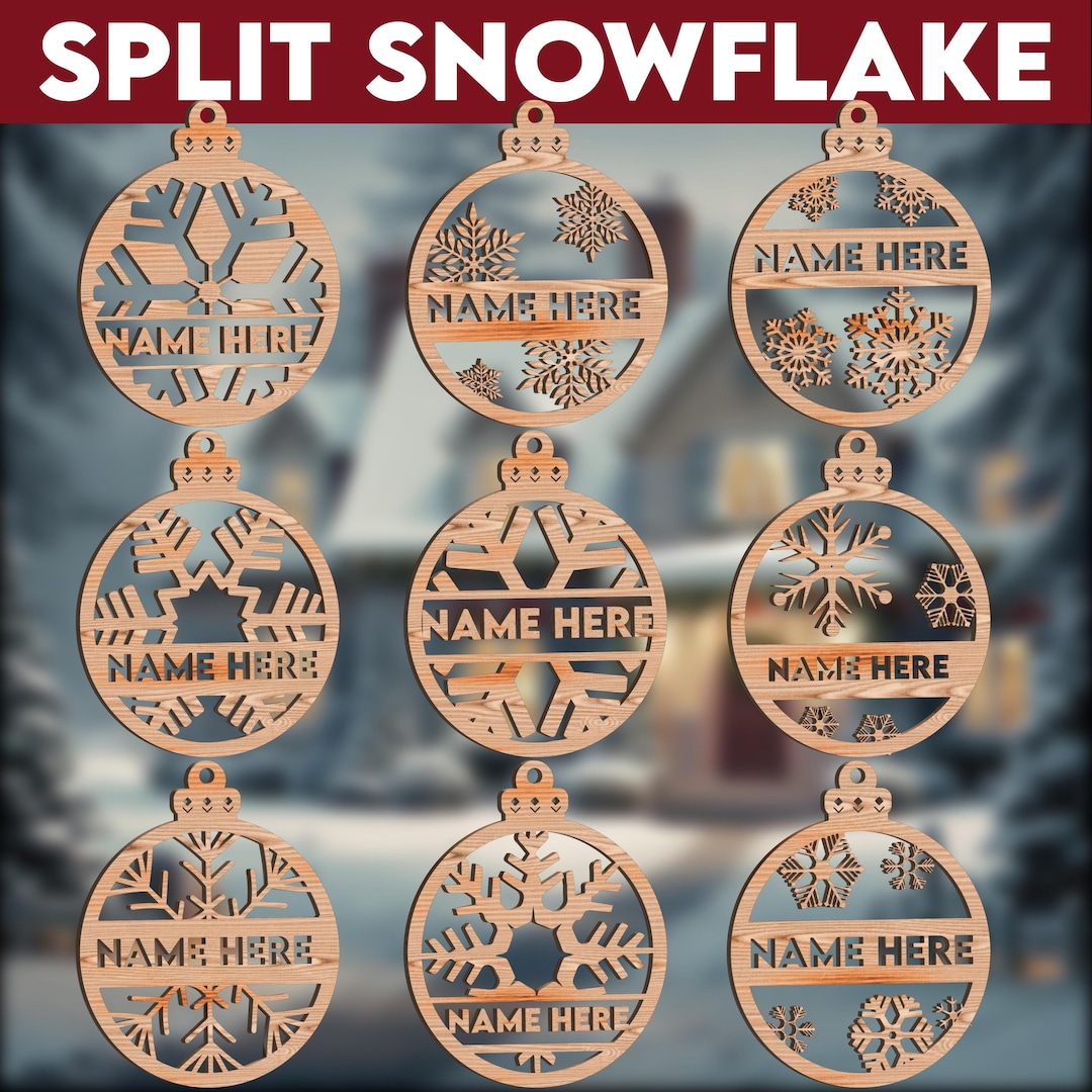 9 Split Snowflake SVG Files, Personalized Snowflake Bundle SVG ...