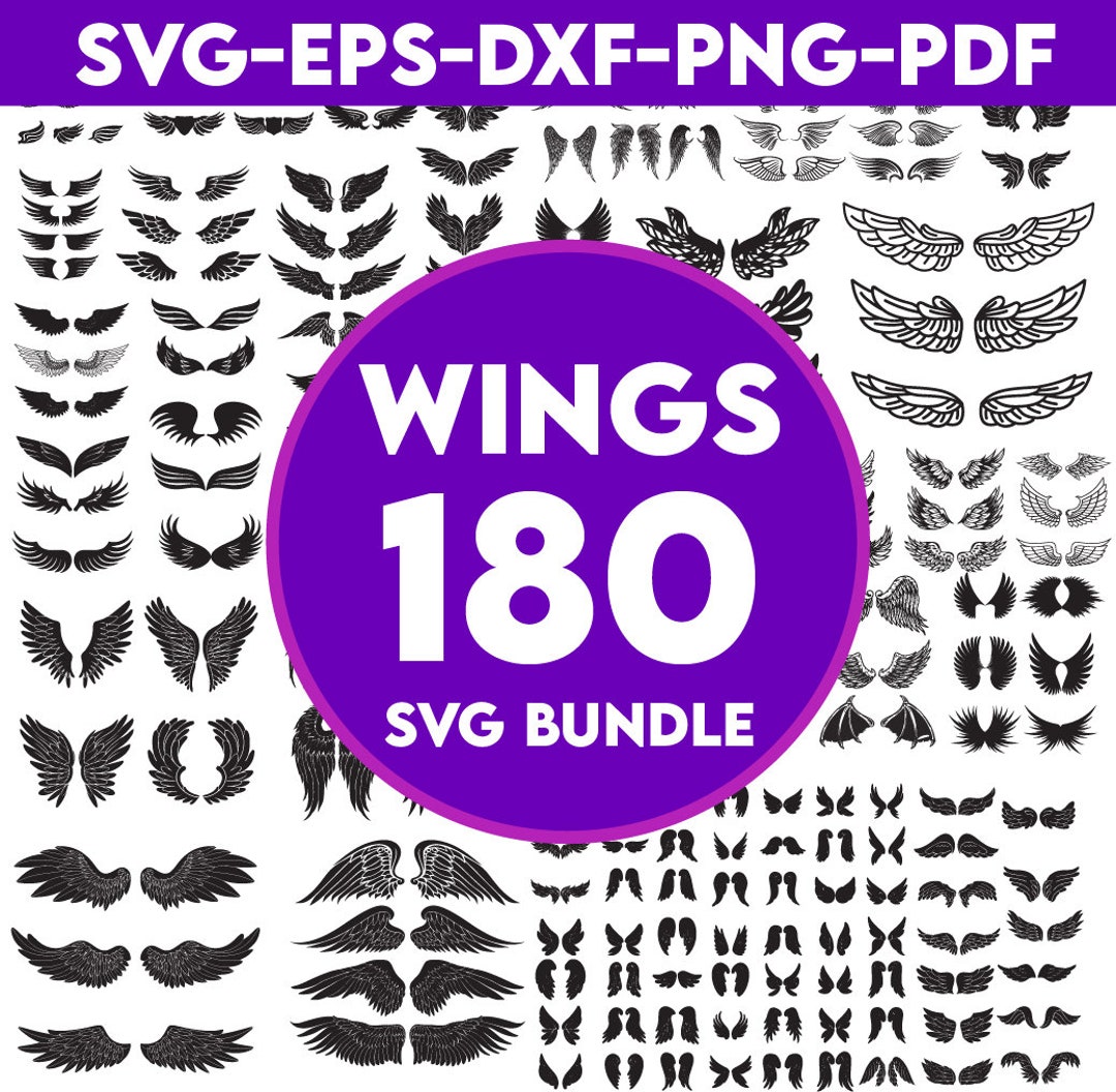 185 Paquete svg de alas de ángel, clip art de alas de ángel, archivo de ...