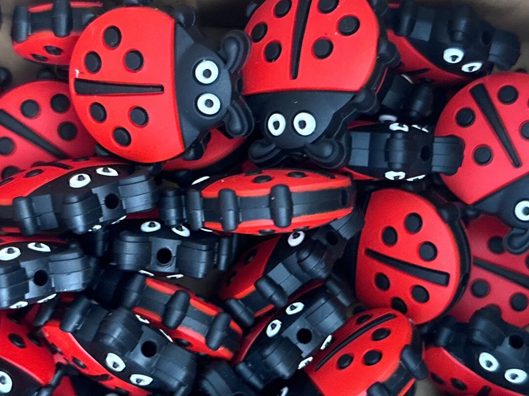 Lady Bug Beads Focal Beads Silicone Beads Craft Supply Set of 5 - Etsy