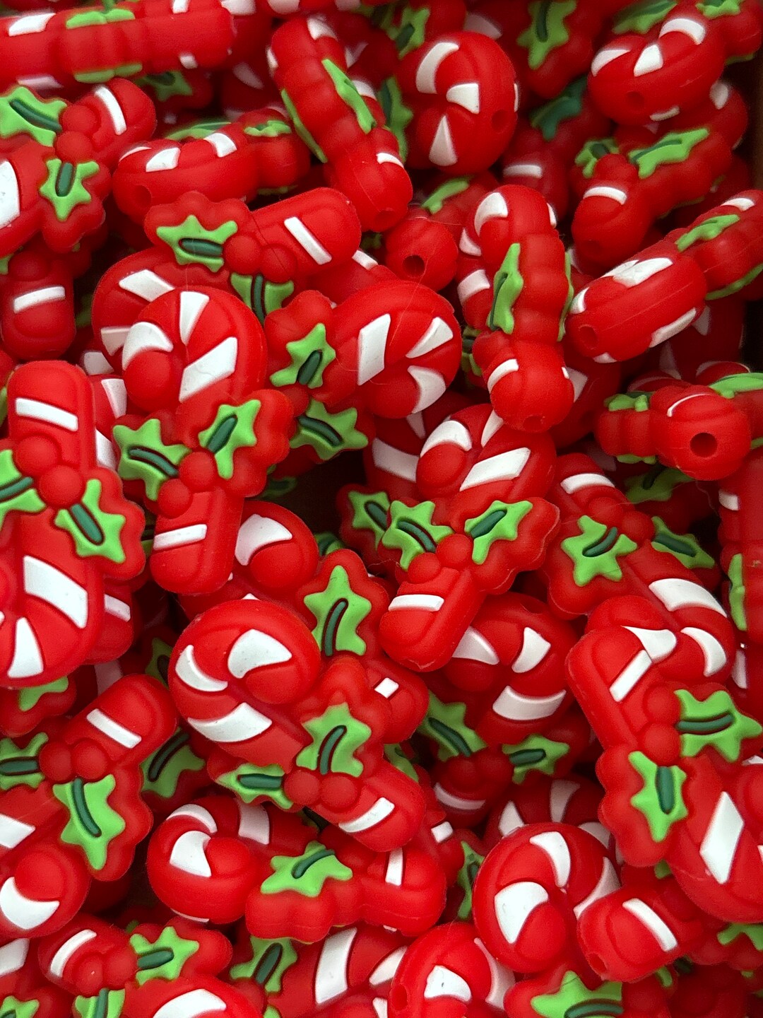 Candy Cane Christmas Focal Beads Christmas Silicone Beads Craft Supply ...