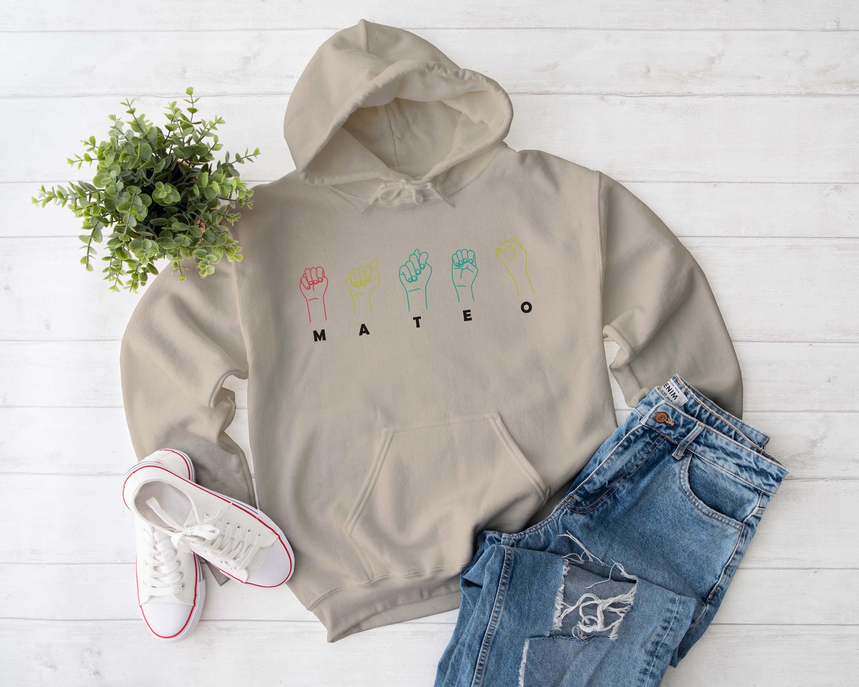 Custom Sign Language Hoodie, Personalized Name Sign Language Sweatshirt ...