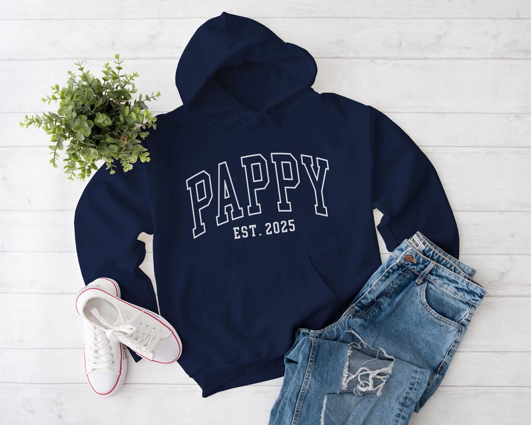Pappy Hoodie, Outline Style Custom Papa Sweatshirt, Personalization Est ...