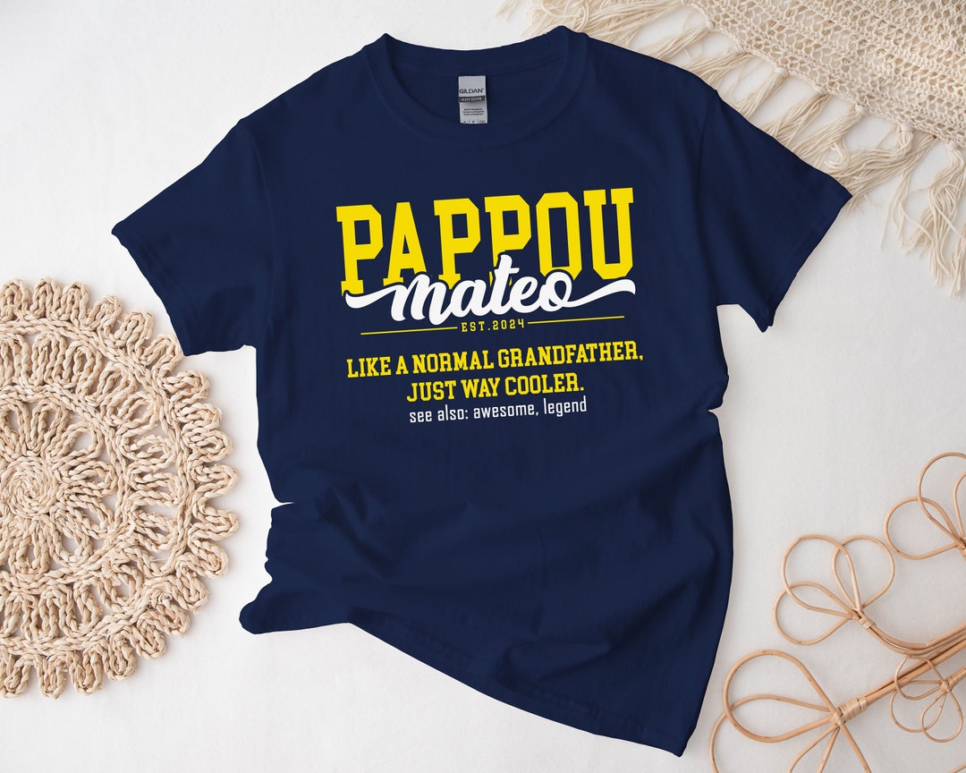 Custom Pappou Shirt, Grandpa Tshirt, Personalized Grandfather Name ...