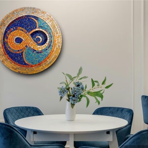 Infinity Symbol Round Ancient Mosaic Modern Art Round Glass Wall Art ...