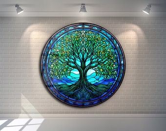 Tree of Life Stained Glass Acrylic Art, Tree of Life Tempered Glass ...