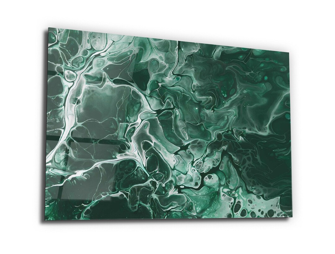Green Stained Glass Effect Wall Art, HD Digital Print on Glass Poster ...
