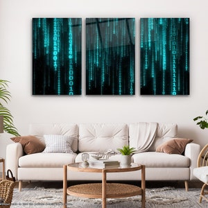 Matrix Wall Art on Tempered Glass, Matrix Wall Hanging, Abstract Wall ...