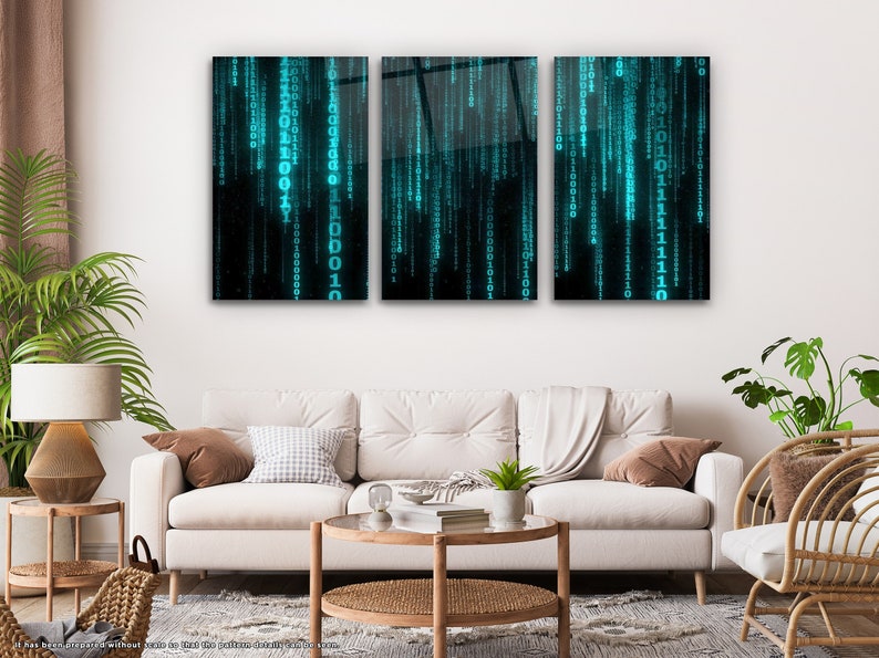 Matrix Wall Art on Tempered Glass, Matrix Wall Hanging, Abstract Wall ...
