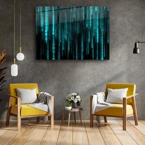 Matrix Wall Art on Tempered Glass, Matrix Wall Hanging, Abstract Wall ...