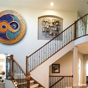 Infinity Symbol Round Ancient Mosaic Modern Art Round Glass Wall Art ...
