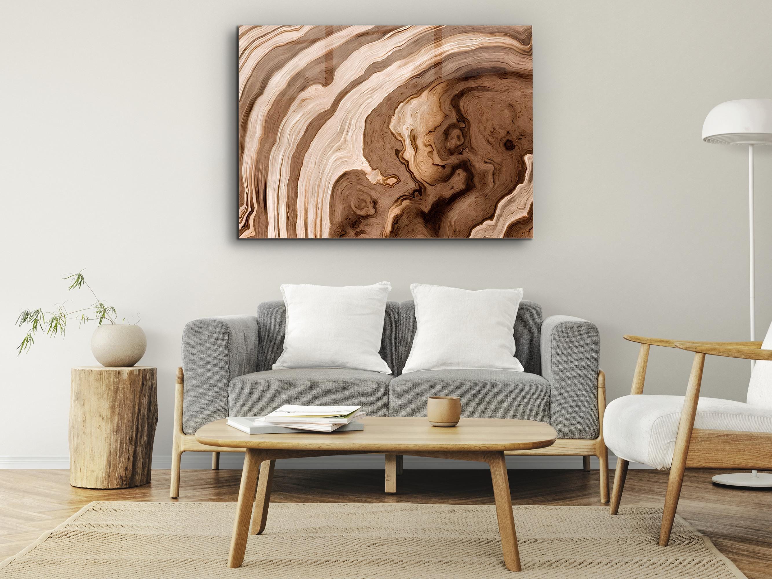 Tree Roots Abstract Wood Art Print, Wooden Wavy Age Rings Expressionism ...