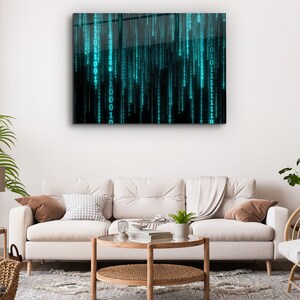 Matrix Wall Art on Tempered Glass, Matrix Wall Hanging, Abstract Wall ...