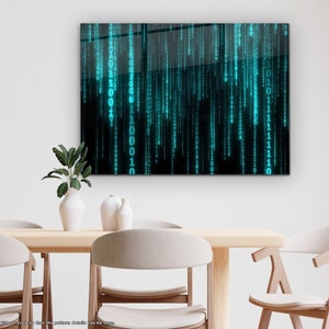 Matrix Wall Art on Tempered Glass, Matrix Wall Hanging, Abstract Wall ...