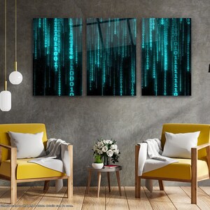 Matrix Wall Art on Tempered Glass, Matrix Wall Hanging, Abstract Wall ...