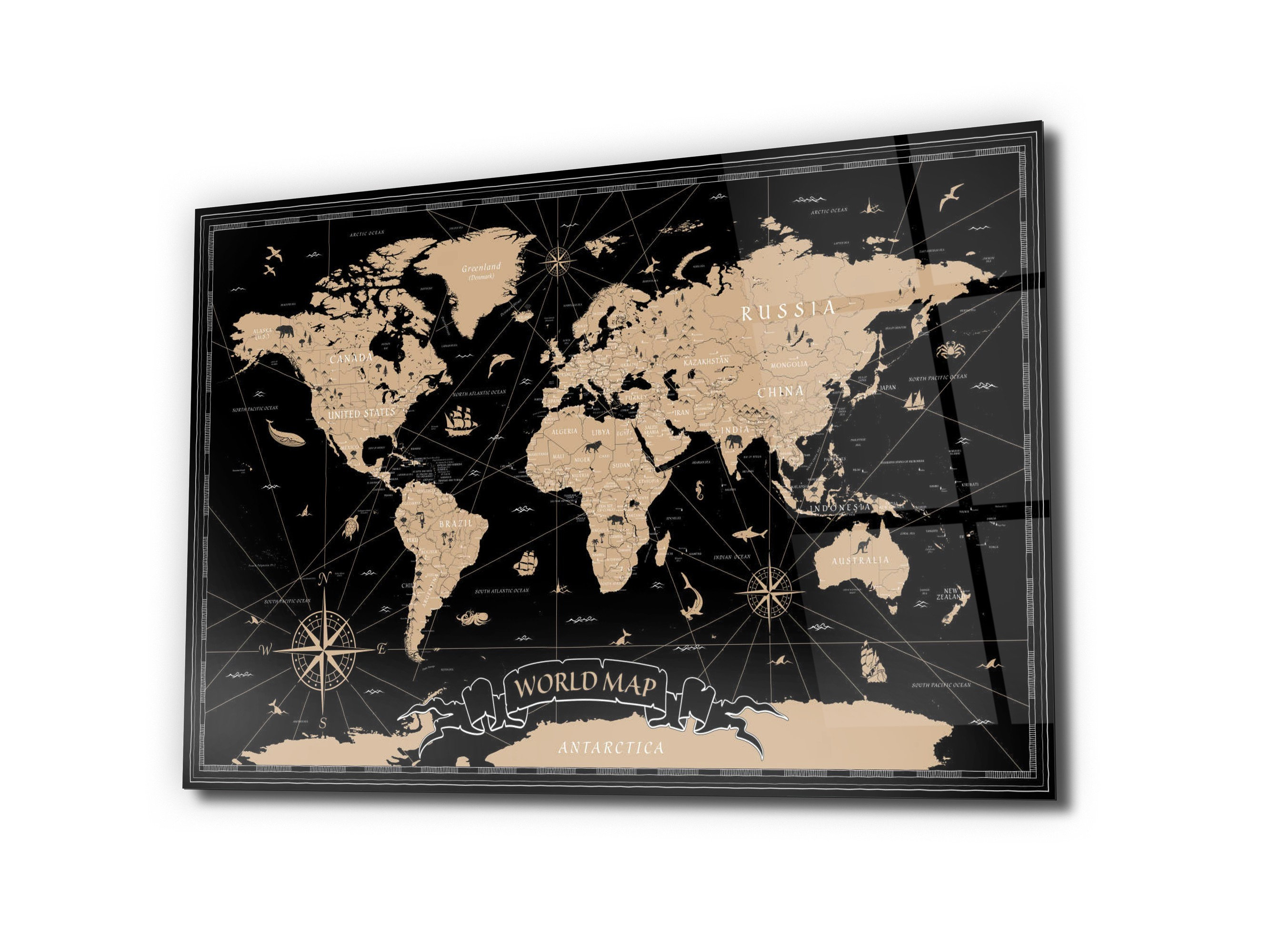 Mural Art, Glass Art, Glass, Movie Map, Middle Earth Wall Decoration ...