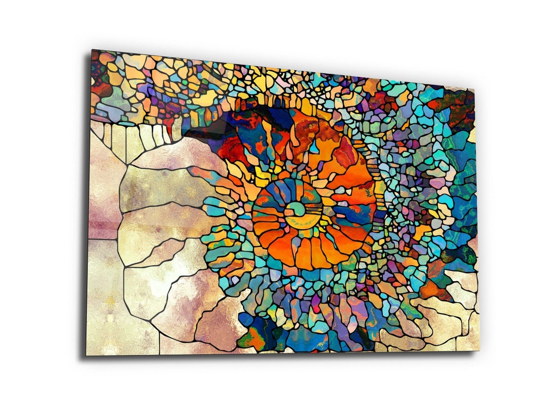 Stained Glass Wall Art Vitray Colorful Abstract Hieroglyph Ancient Wall ...