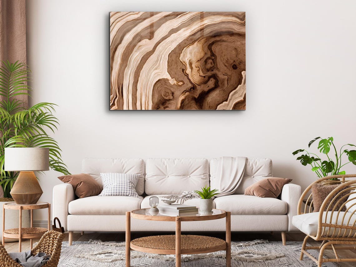 Tree Roots Abstract Wood Art Print, Wooden Wavy Age Rings Expressionism ...
