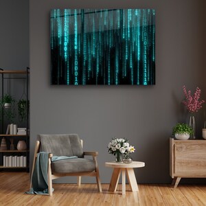 Matrix Wall Art on Tempered Glass, Matrix Wall Hanging, Abstract Wall ...