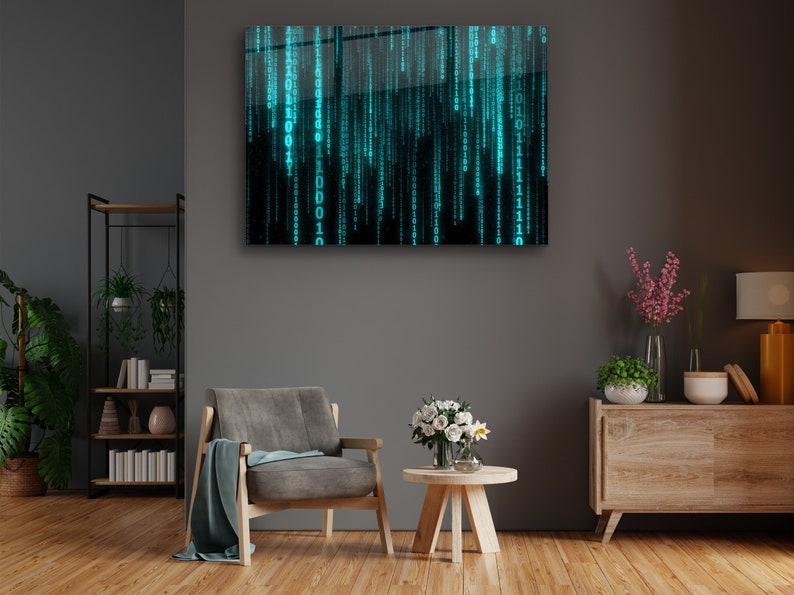 Matrix Wall Art on Tempered Glass, Matrix Wall Hanging, Abstract Wall ...