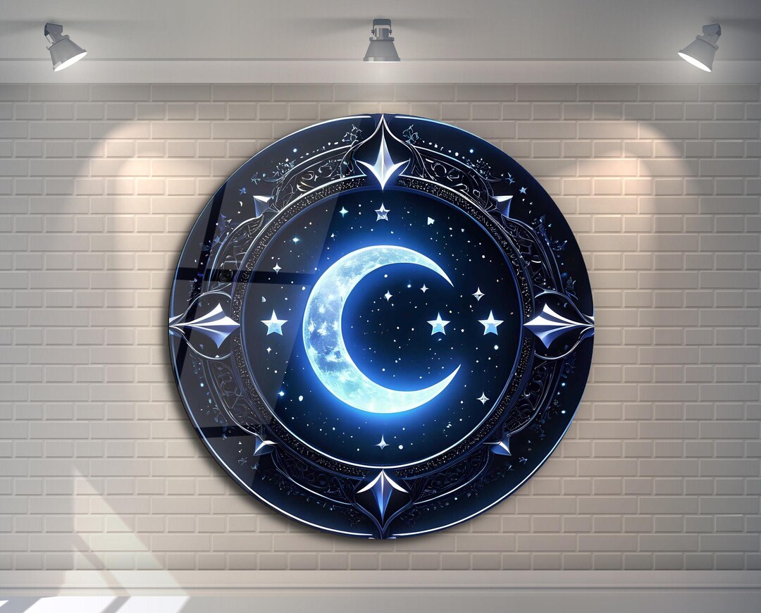 Wall Decoration, Tempered Glass, Glass Wall Decor, Moon Canvas Print ...