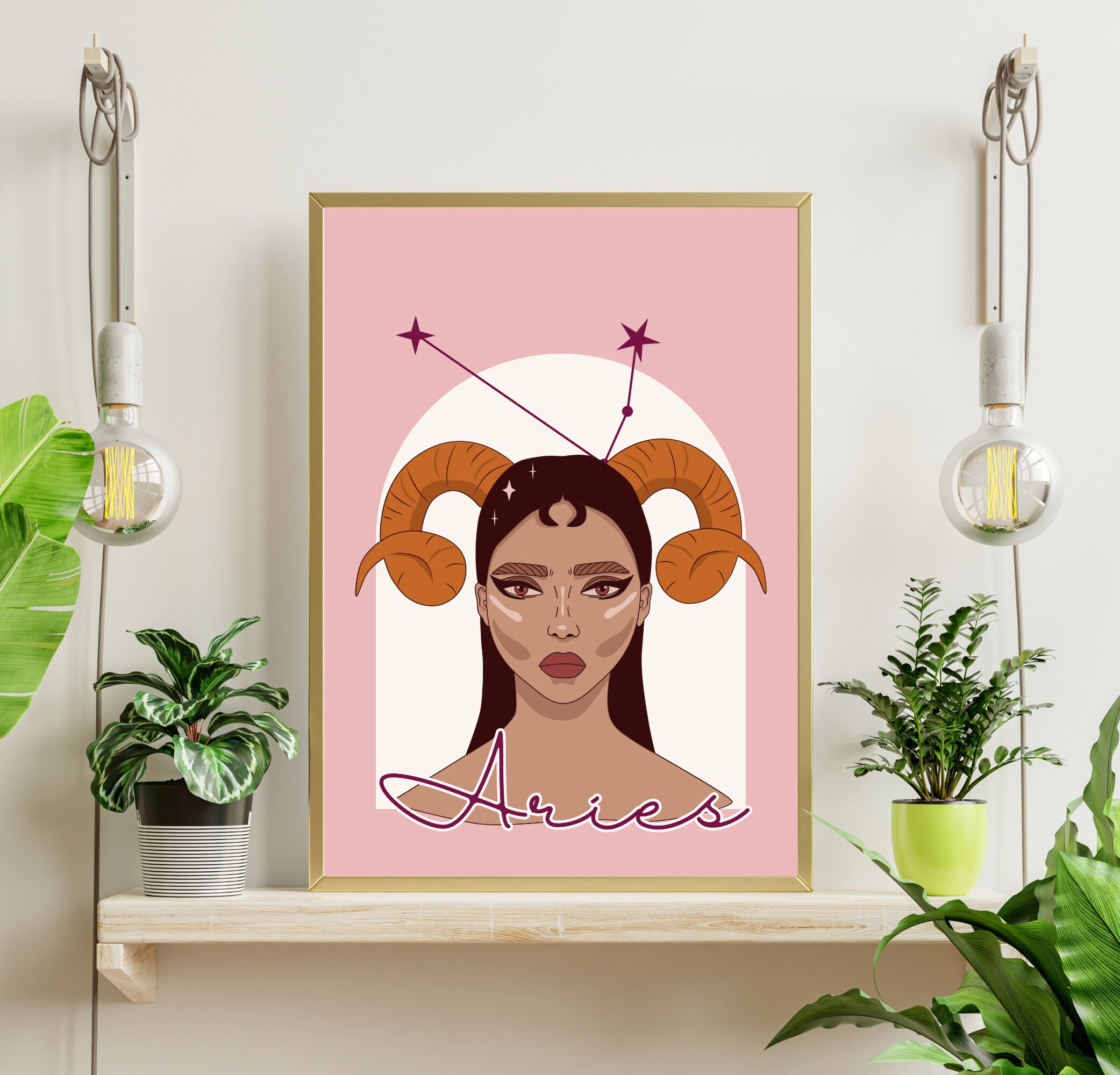 ARIES Earth Goddess Zodiac Astrology Art Print A3 Instant Digital ...