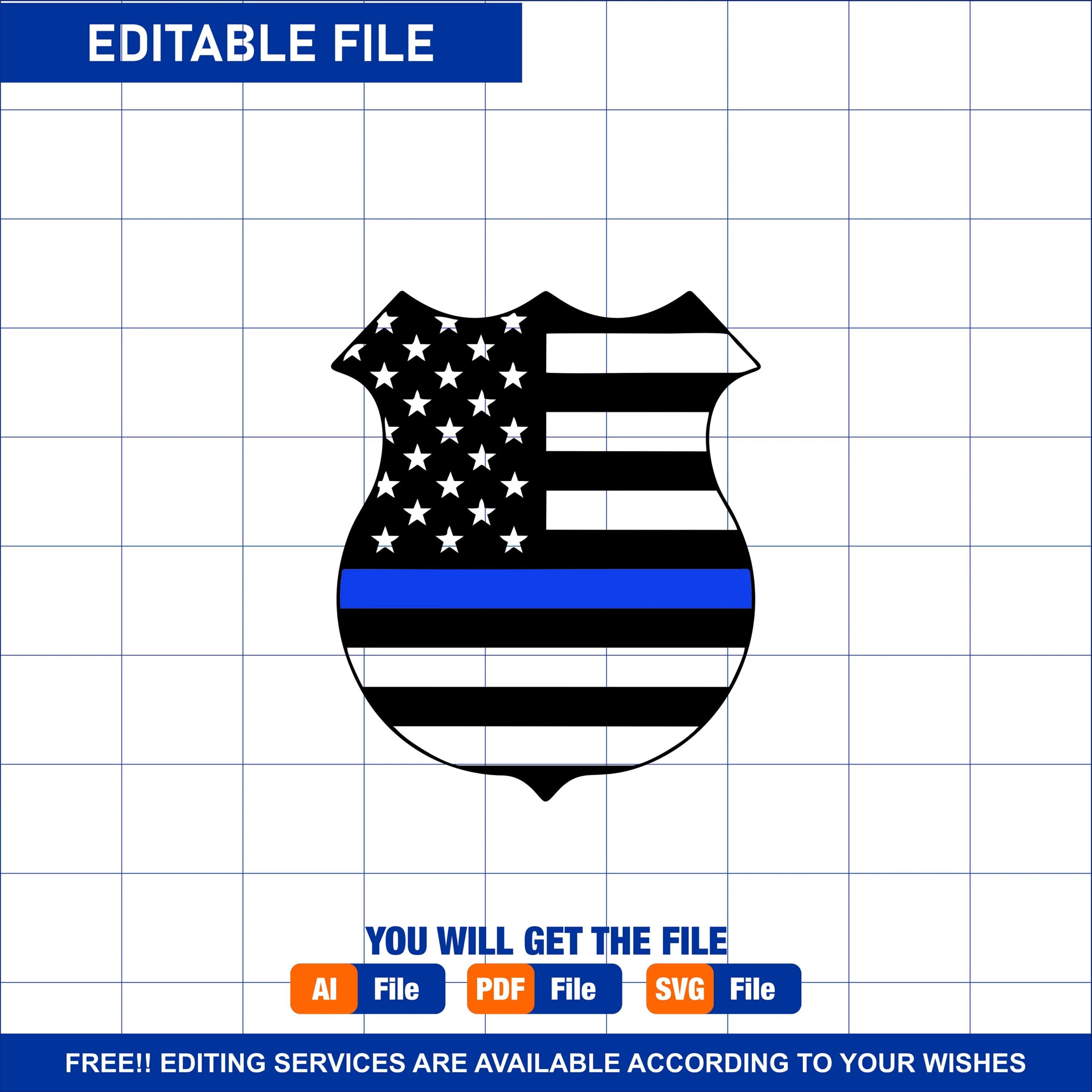 Police Badge Blue Line Flag SVG | American Flag | Thin Blue Line ...