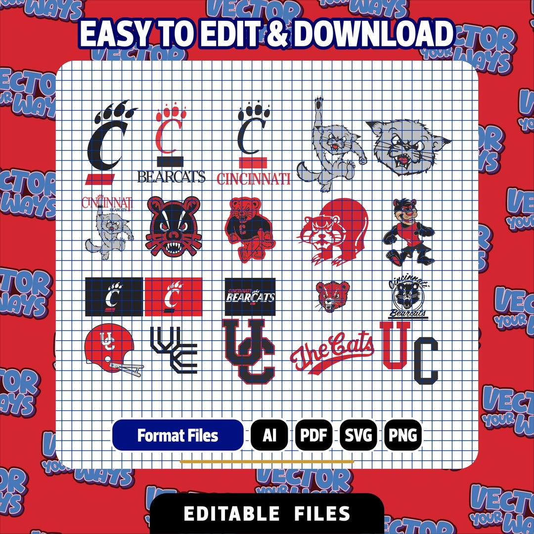 Bearcats Football Team Unique SVG Design, Bearcat Sports Motif Custom ...