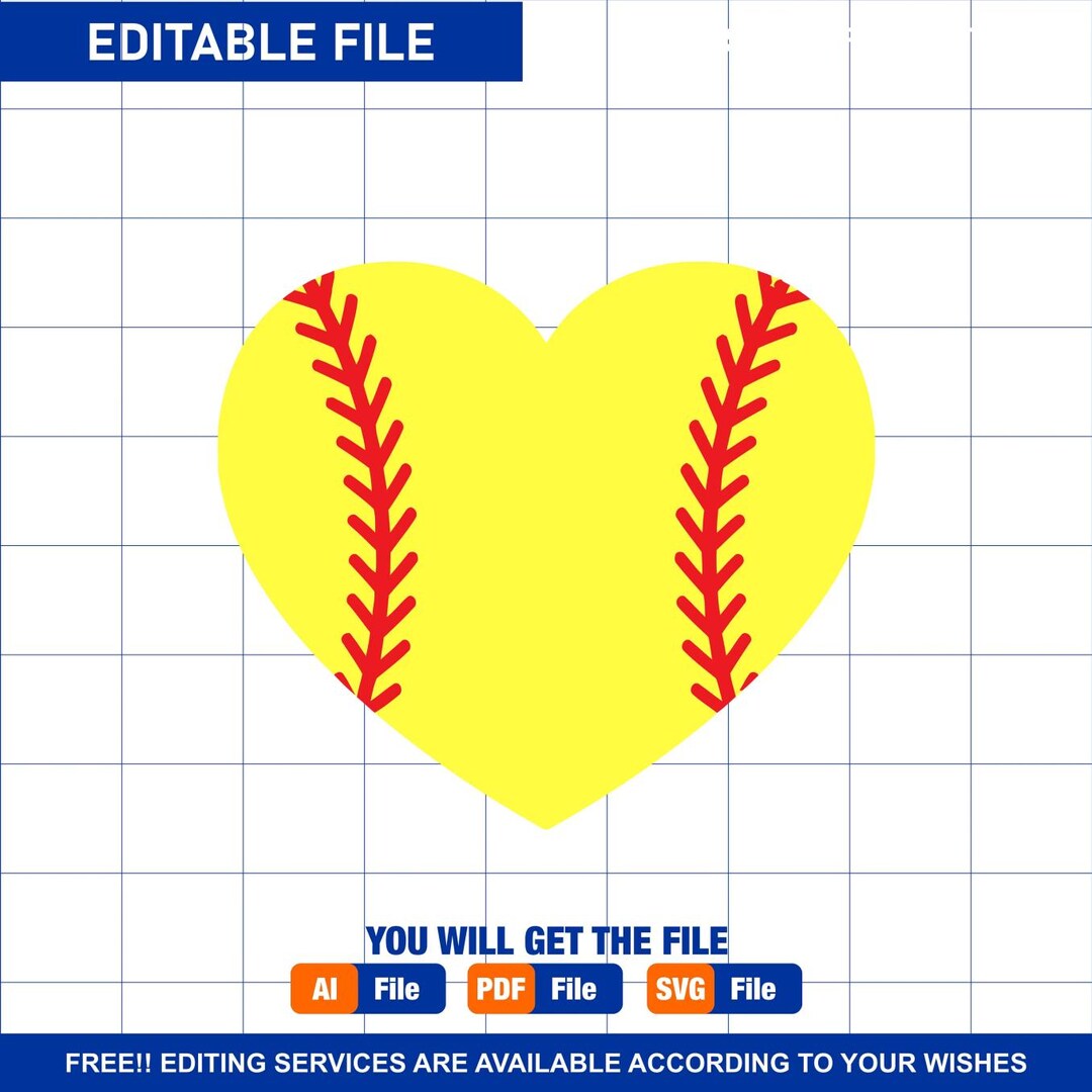 Softball Heart SVG Files | Sports Mom Cut Files | Softball Love Heart ...