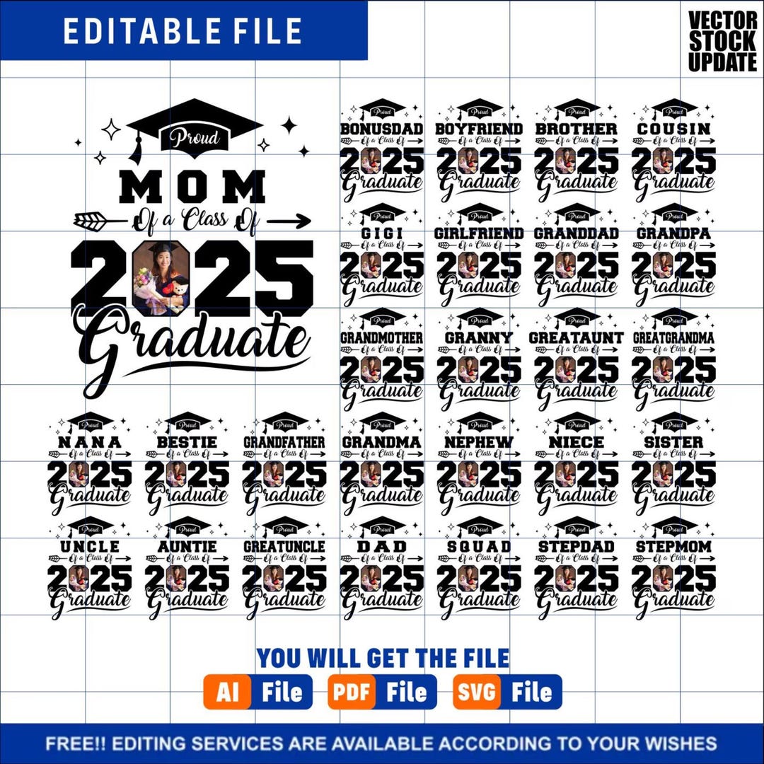 Graduate Svg, Proud Graduate 2025 SVG Bundle, Graduation Svg PNG, Proud ...