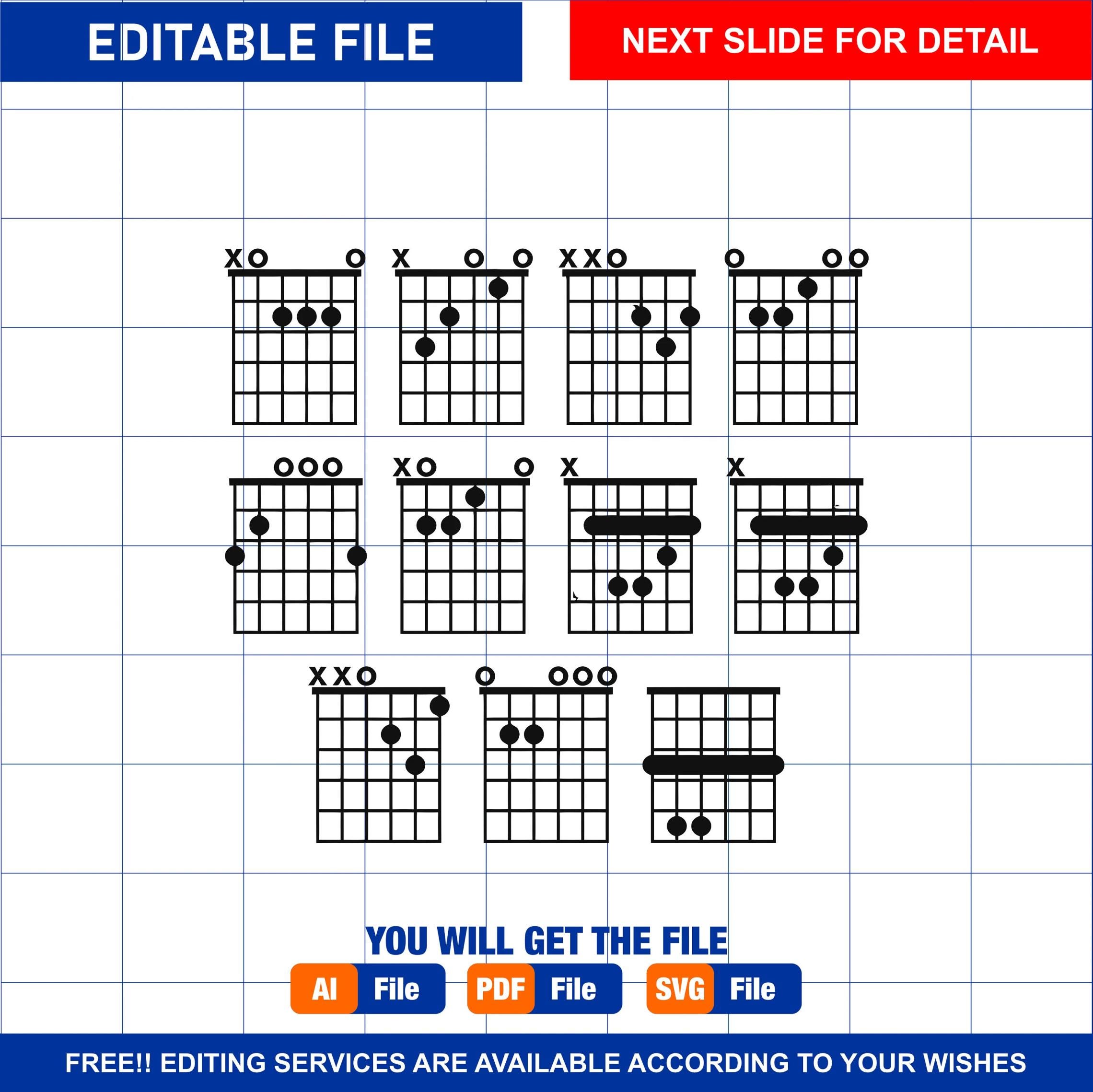 Guitar Chords Chart SVG Files Music Chords Cut Files Guitar Chords ...