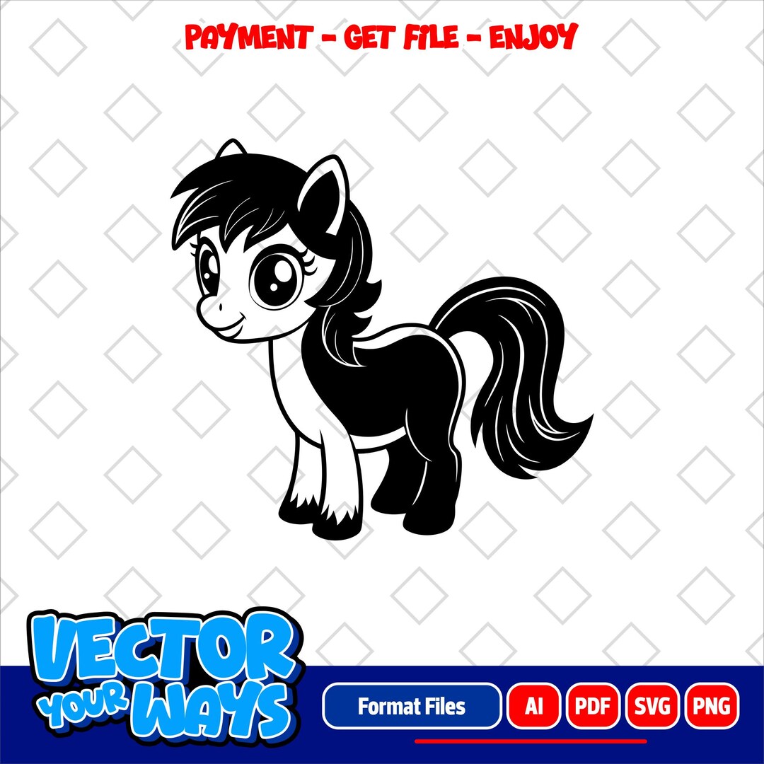 Cartoon Pony SVG | PNG Cut Files for Cricut, Silhouette, Digital ...