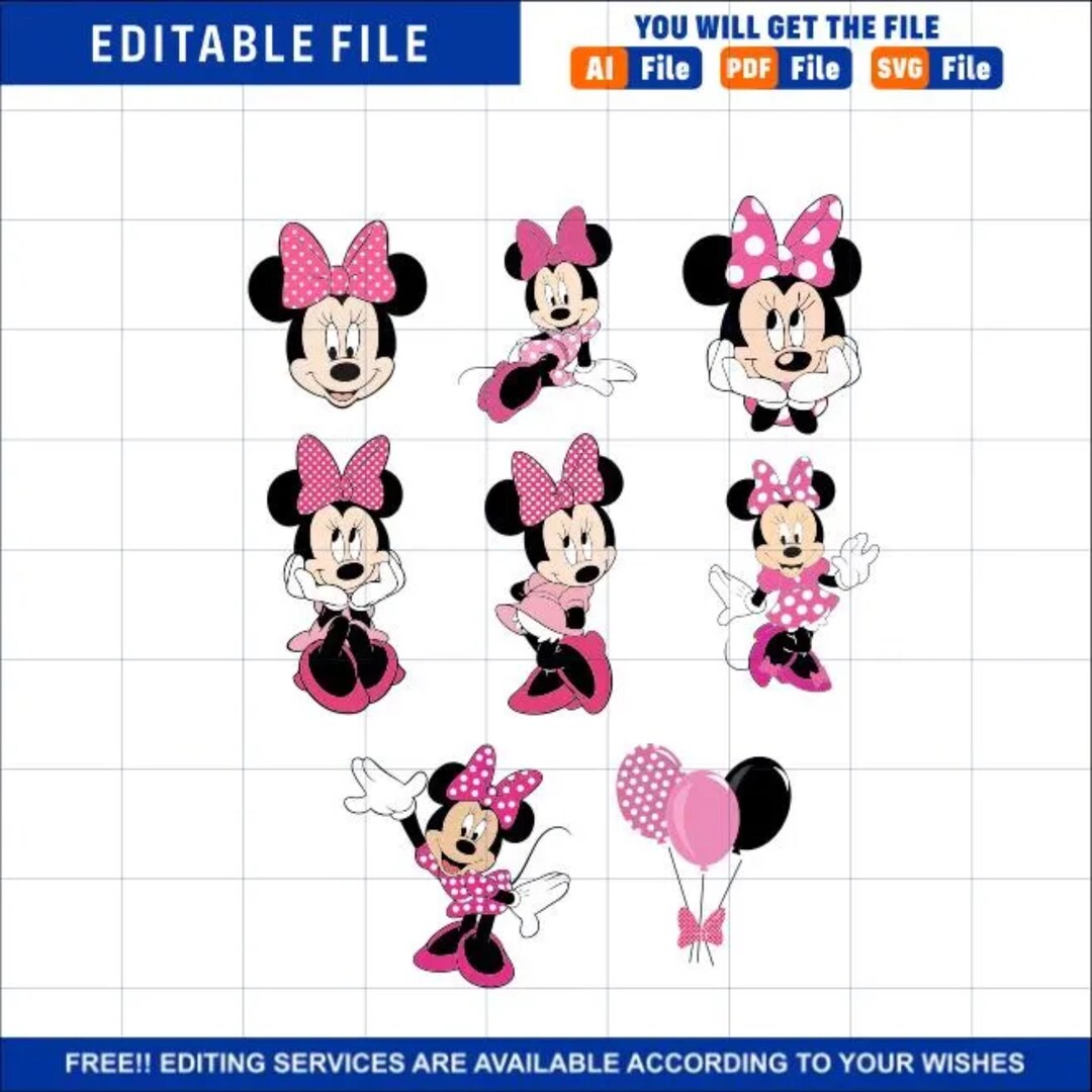 Minnie Mouse SVG Bundle, Princess Svg, Minnie Mouse Birthday, Minnie ...