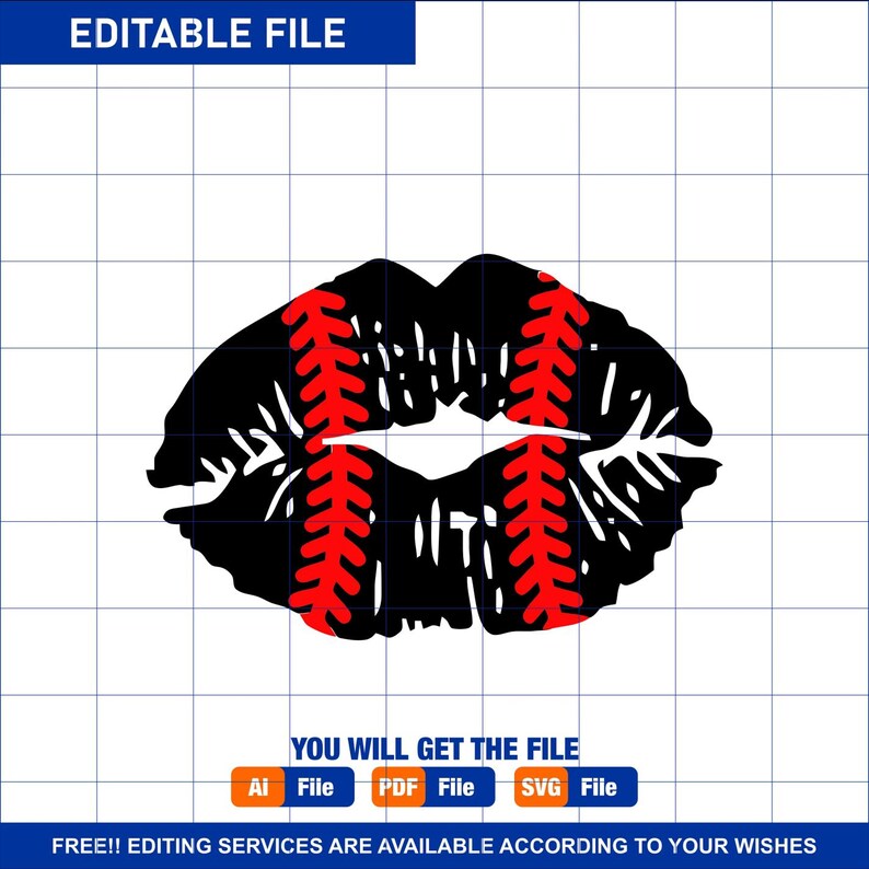 Baseball Lips Svg, Baseball Laces Svg, Cute Baseball Svg, Baseball Mom ...