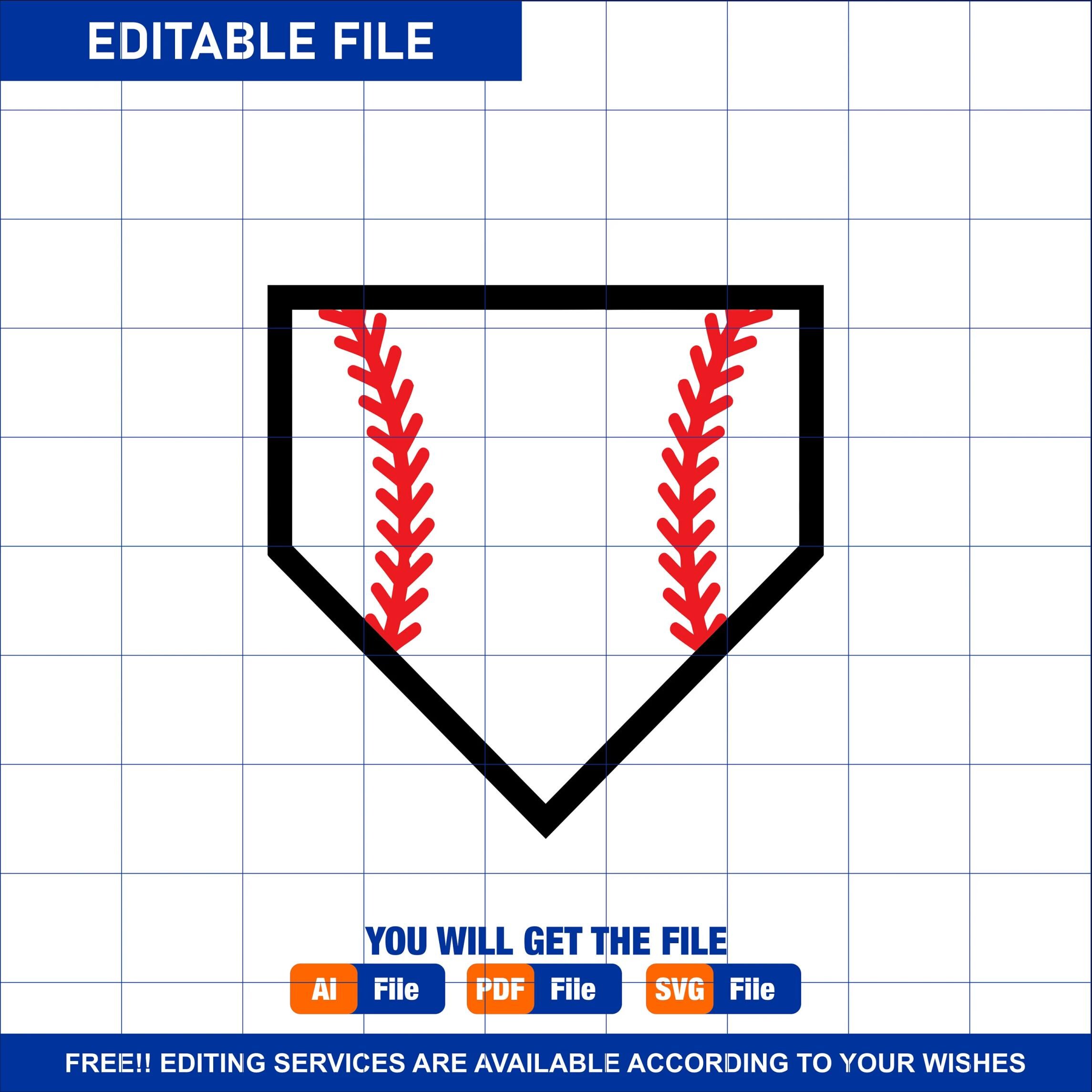 Home Plate SVG | Baseball Home Plate Cut Files | Baseball Stitches ...