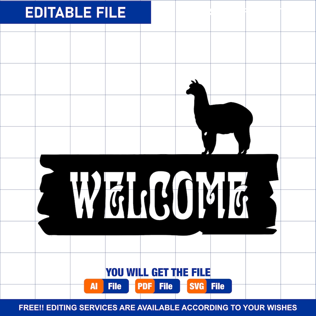 Vector WELCOME, Text, Alpaca, AI, Eps, PNG, Pdf, Svg, Dxf, Jpg Download ...