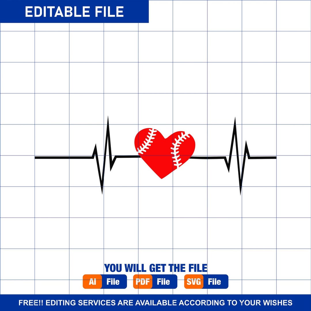 Baseball Heart Beat Svg, Baseball Heart Svg, Hearbeat Svg, Live Breathe ...